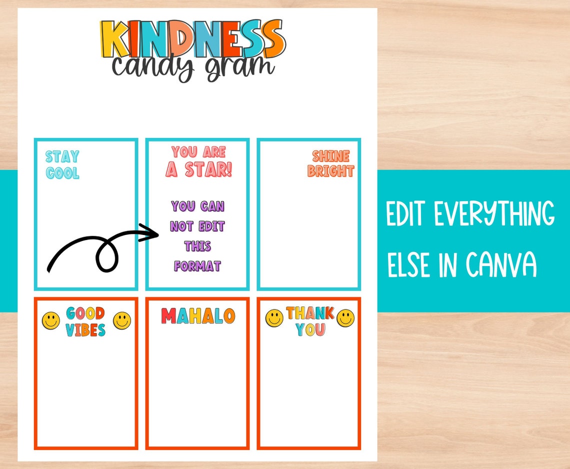 Summer Cnady Gram Kindness & Friendship Candy Gram Candy - Etsy