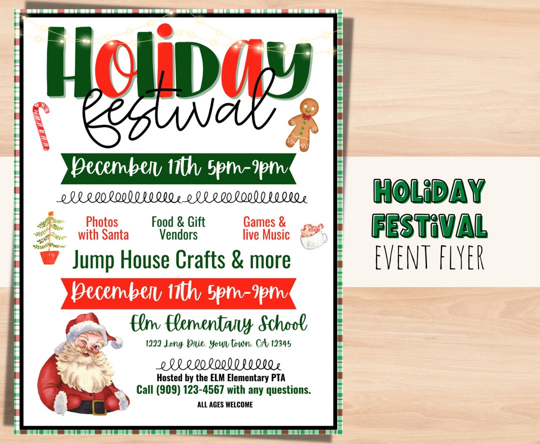 Holiday Festival Flyer Editable Template. Fundraiser Flyer for Church ...