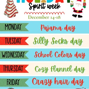 Christmas Holiday Spirit Week School Flyer. Festive Spirit Week PTO ...