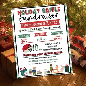 Holiday Raffle Flyer Editable Template. Fundraiser Flyer for Church ...