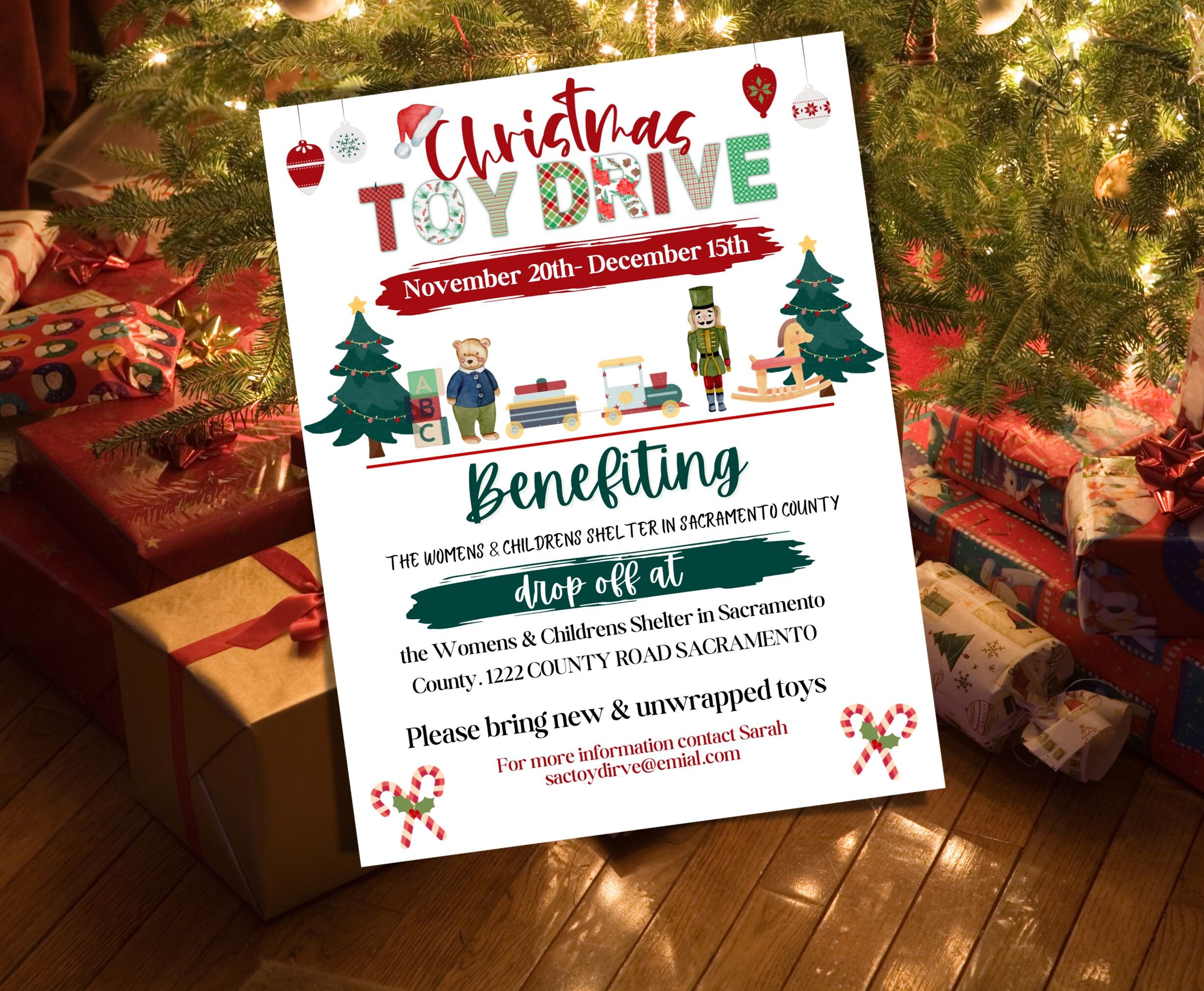 Editable Toy Drive Flyer. Holiday Toy Drive Template. Christmas Toy ...