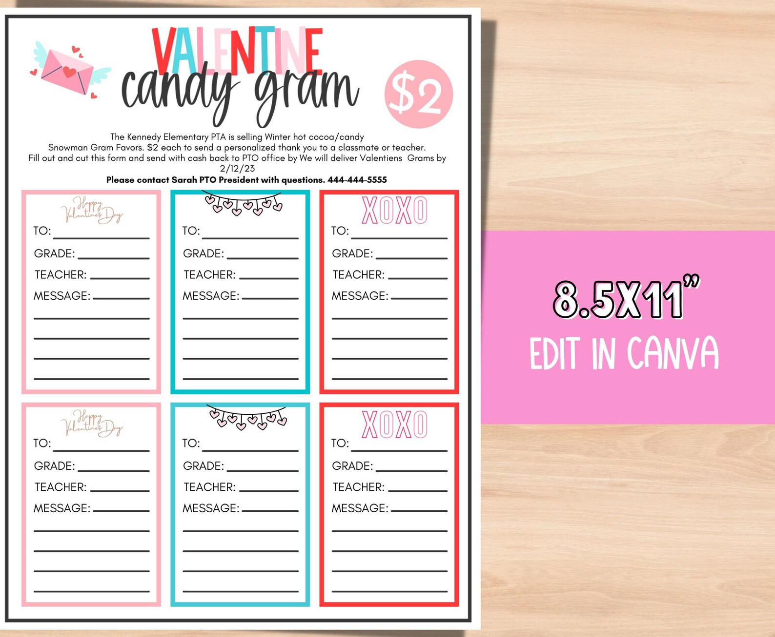 Valentines Day Candy Gram Candy Fundraising Flyer for PTA. Kindness ...