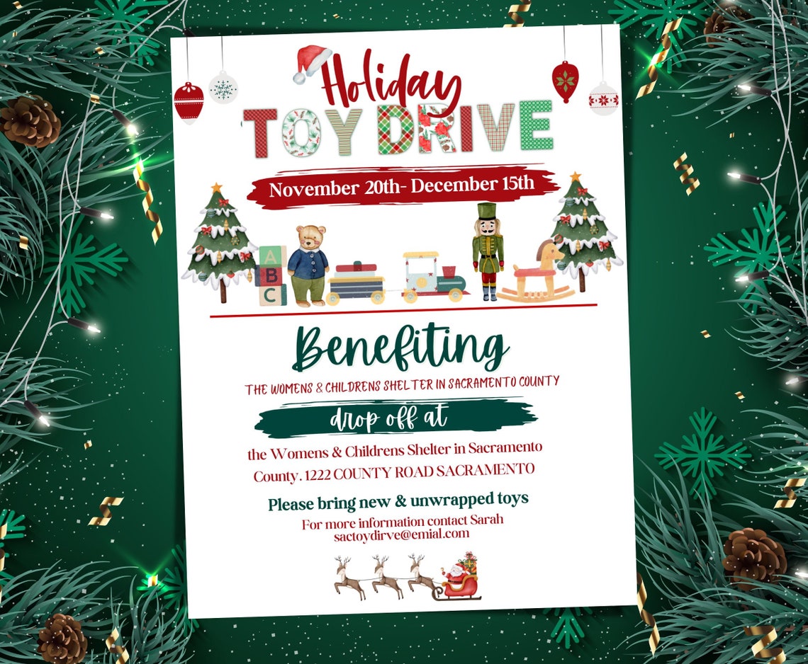 Editable Toy Drive Flyer. Holiday Toy Drive Template. Christmas Toy ...