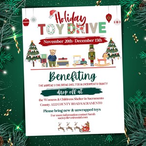 Editable Toy Drive Flyer. Holiday Toy Drive Template. Christmas Toy ...