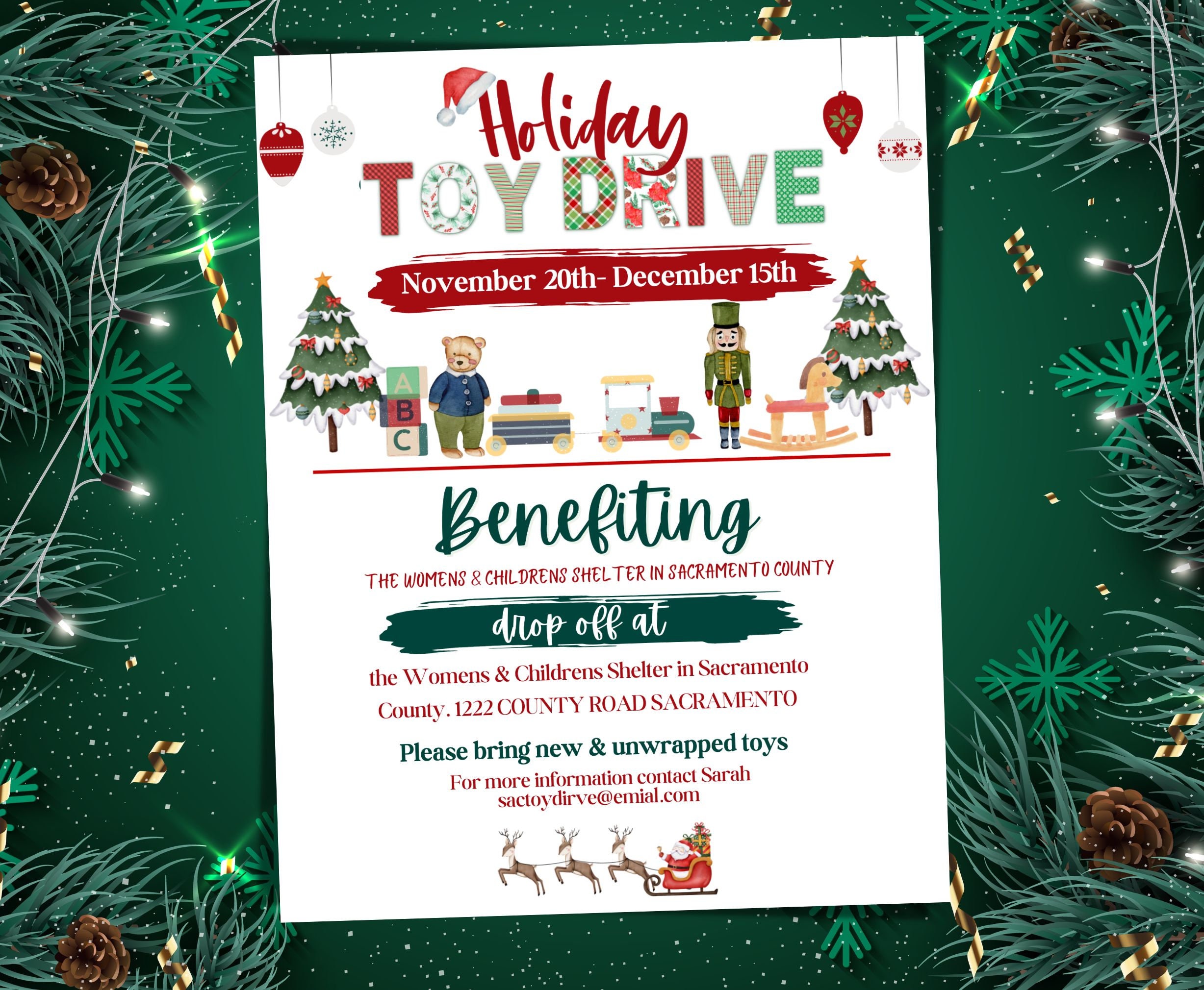 Editable Toy Drive Flyer. Holiday Toy Drive Template. Christmas Toy ...
