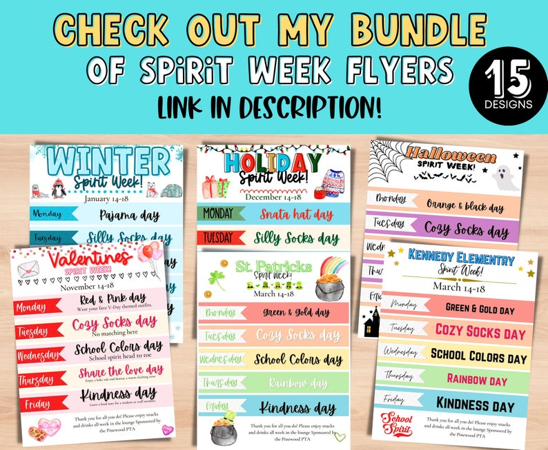 St. Patricks Spirit Week School Flyer. Festive Spirit Week PTO Flyer ...