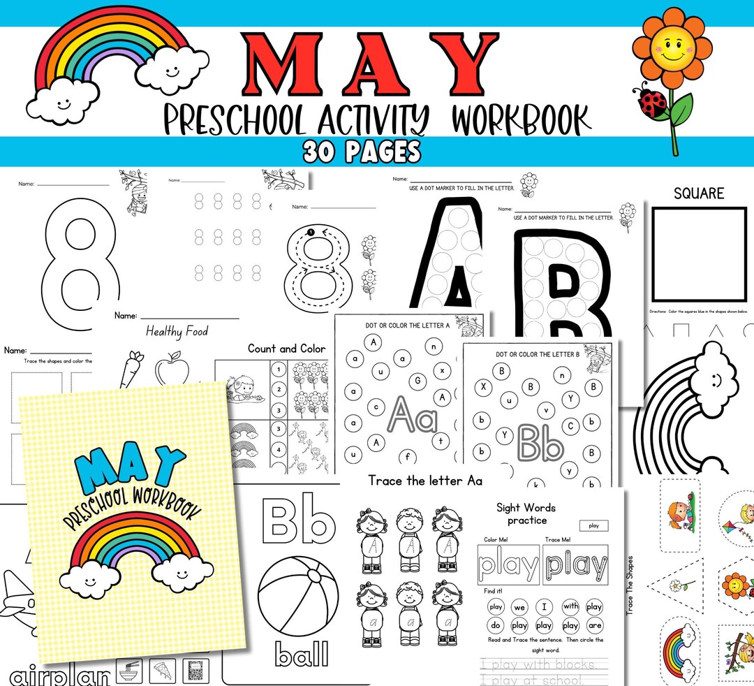 MAY Preschool Workbook. Spring Preschool Activity. Spring COLORING ...