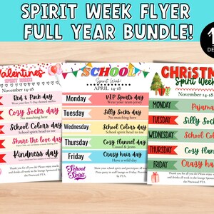 Spirit Week Bundle. Spirit Week Flyers. Christmas Spirit Week. School ...