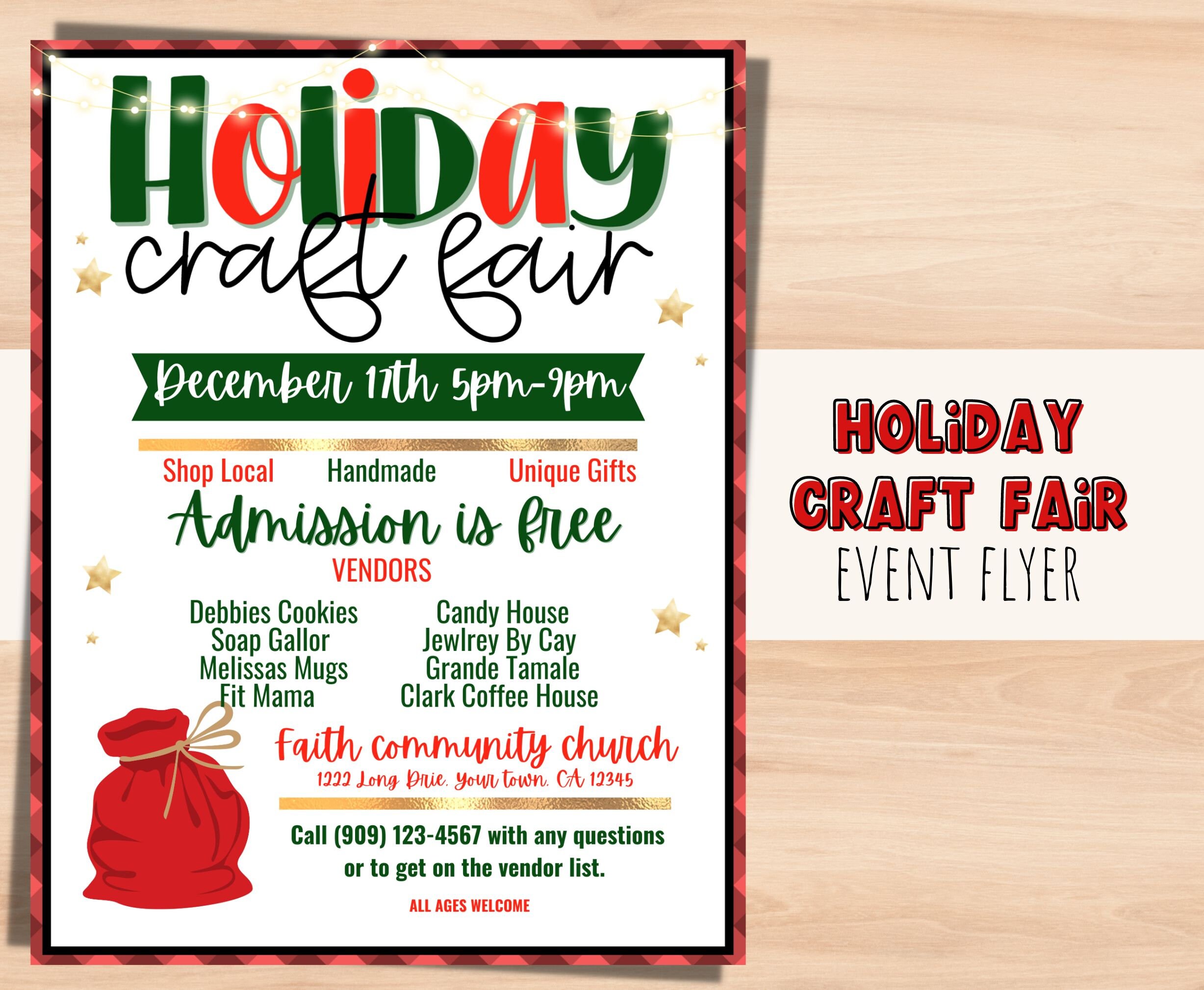 Holiday Craft Fair Flyer Editable Template. Christmas Boutique ...