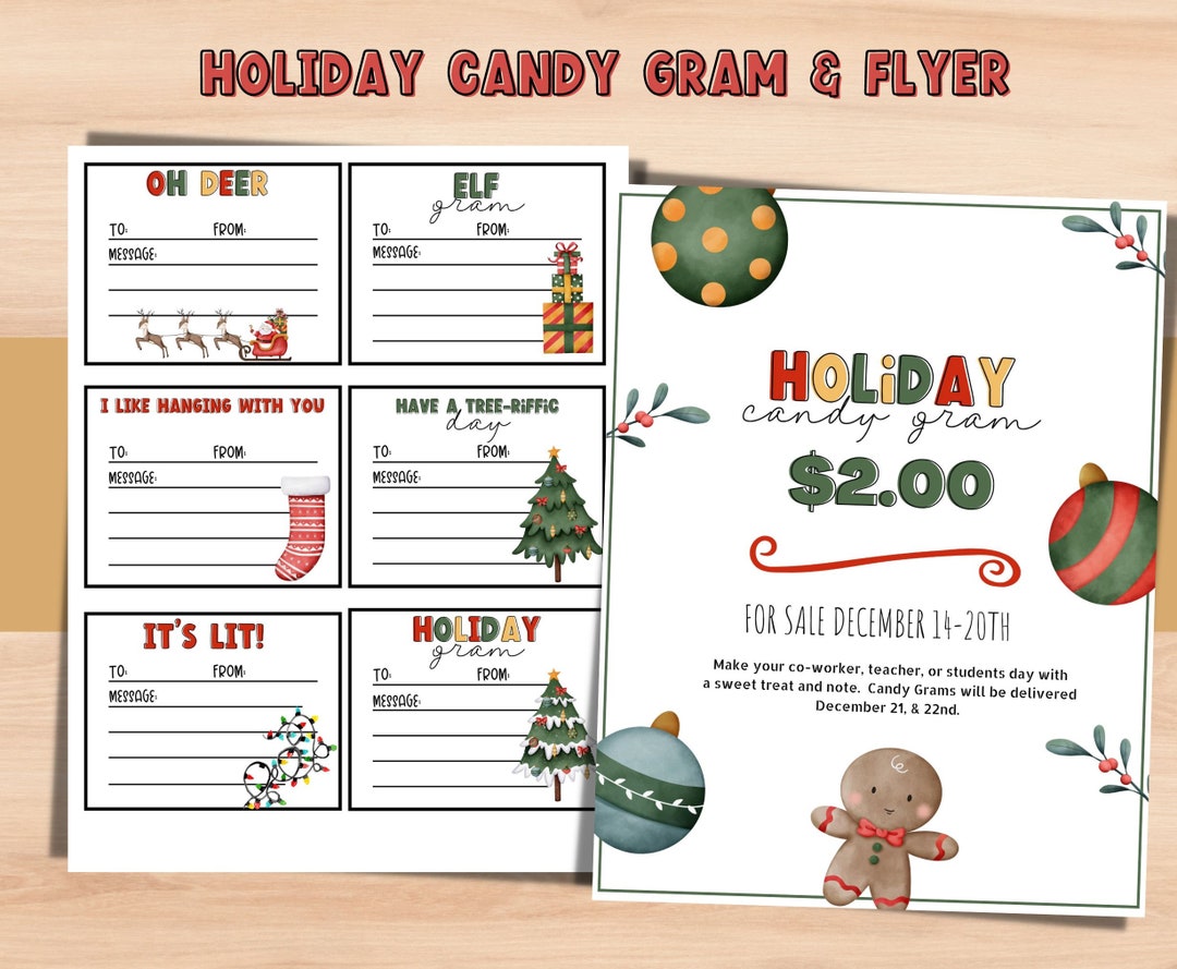 Christmas Candy Gram Fundraising Flyer for Pta.holiday School ...