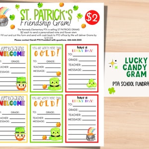 Lucky Editable Candy Gram Template. St Patrick's Candy Gram. PTA FLYER ...
