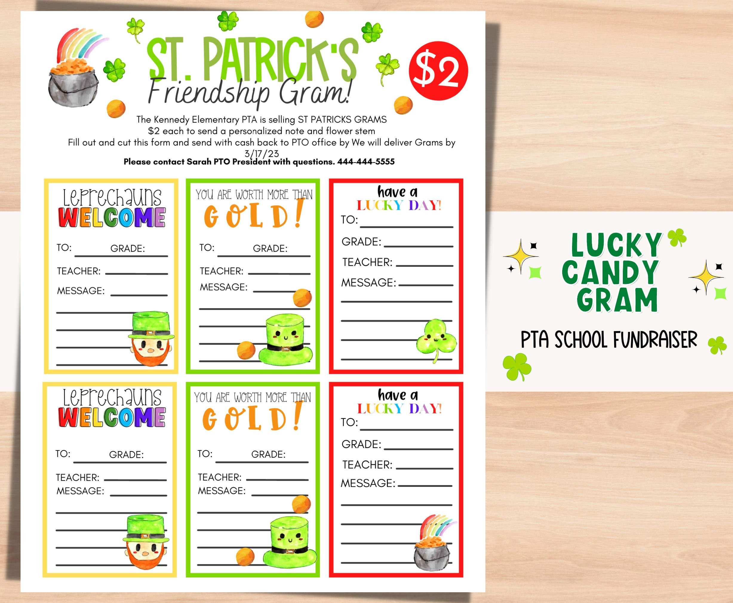 Lucky Editable Candy Gram Template. St Patrick's Candy Gram. PTA FLYER ...