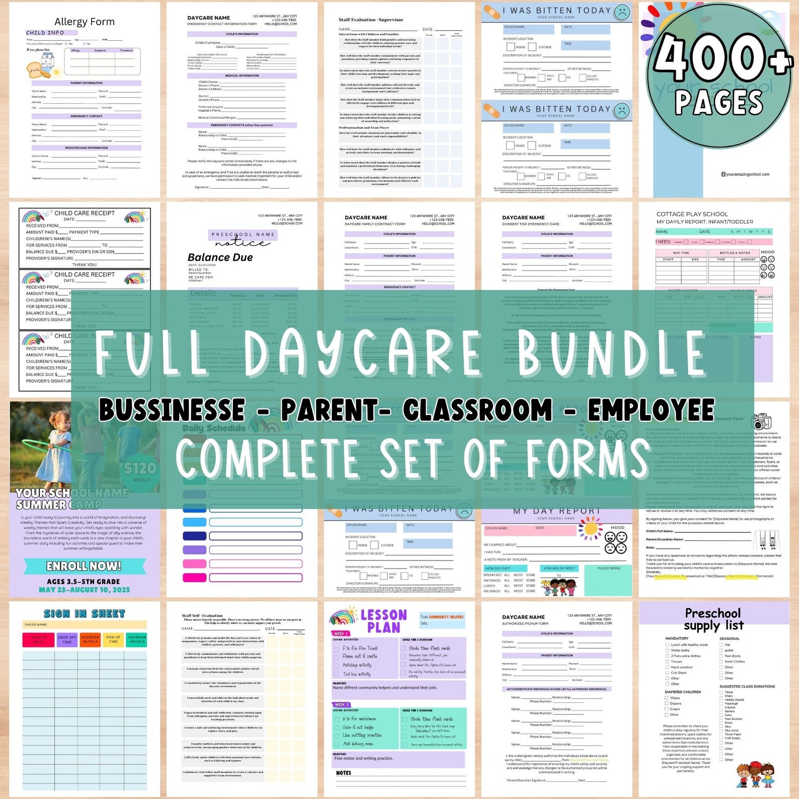 DAYCARE Forms Templates. FULL Daycare Starter Bundle. Enrollment Forms ...