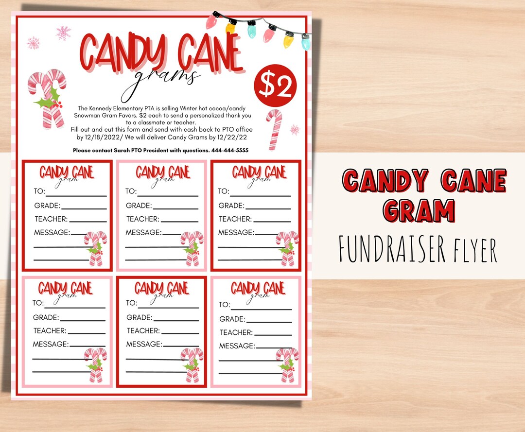 Candy Cane Fundraising Flyer for PTA. Pastel Holiday School Fundraiser ...