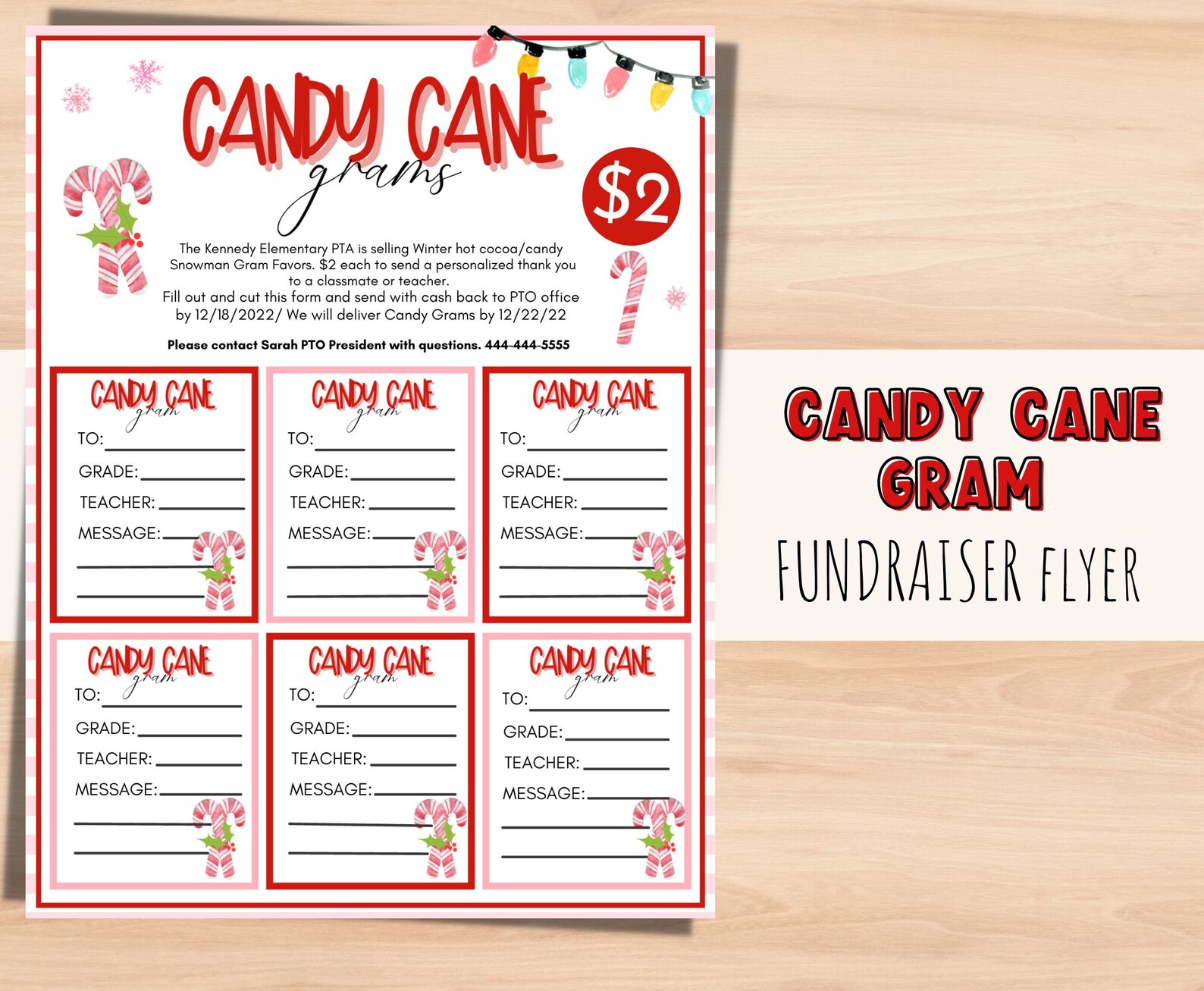 Candy Cane Fundraising Flyer for PTA. Pastel Holiday School Fundraiser ...