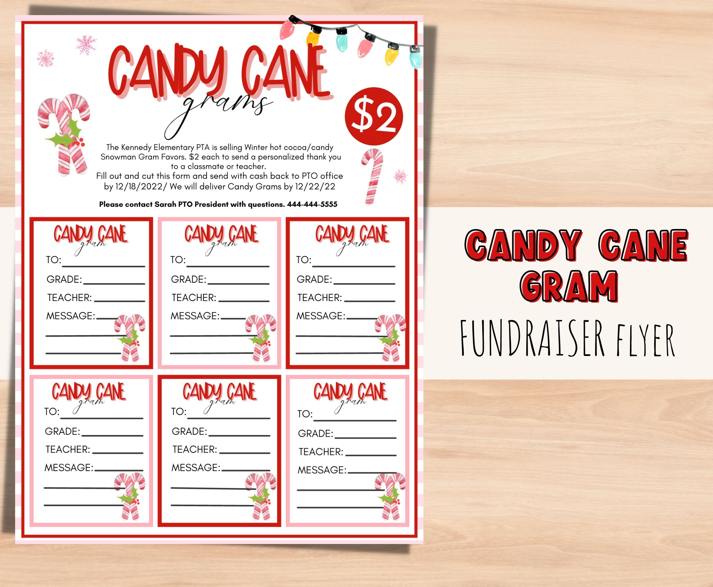 Candy Cane Fundraising Flyer for PTA. Pastel Holiday School Fundraiser ...