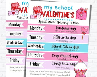 Valentines Spirit Week School Flyer. Festive Spirit Week PTO Flyer ...