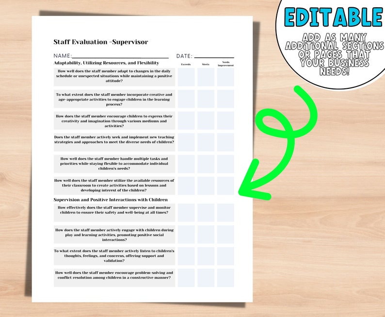 Staff Evaluation Printable Daycare Employee Feedback Staff Evaluation ...