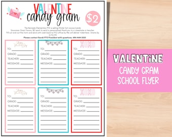 Friendship Candy Grams for PTO/PTA School Event Editable and Printable ...