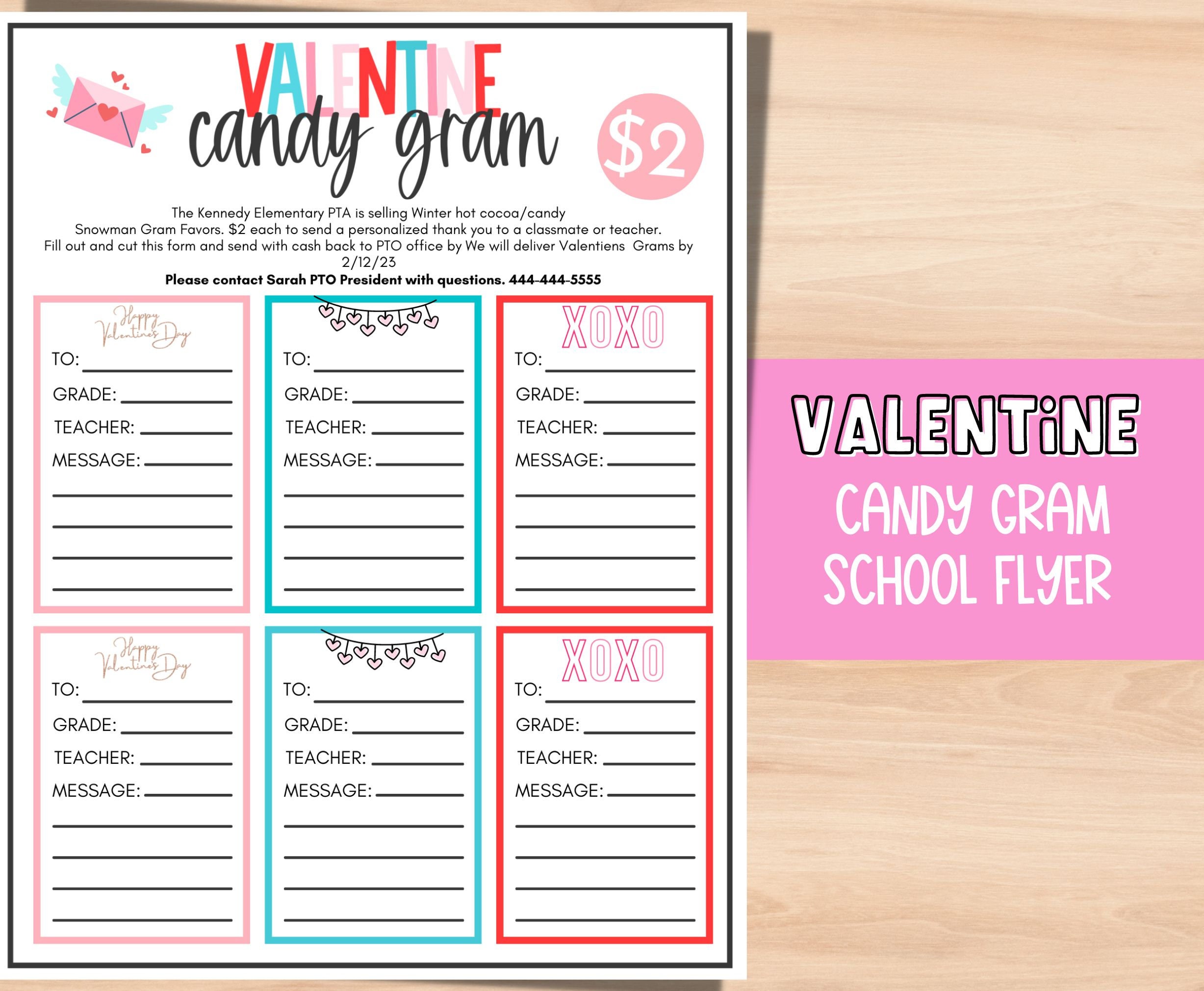 Valentines Day Candy Gram Candy Fundraising Flyer for PTA. Kindness ...