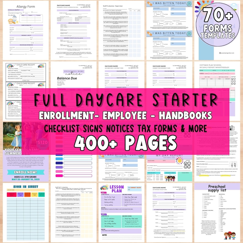 DAYCARE Forms Templates. FULL Daycare Starter Bundle. Enrollment Forms ...