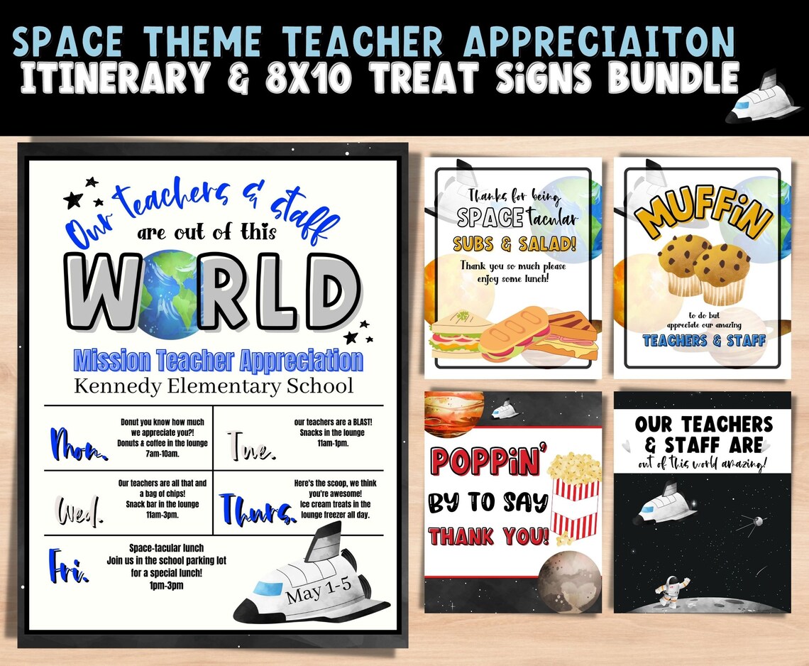 Space Theme Teachers & Staff Itinerary for Teacher - Etsy