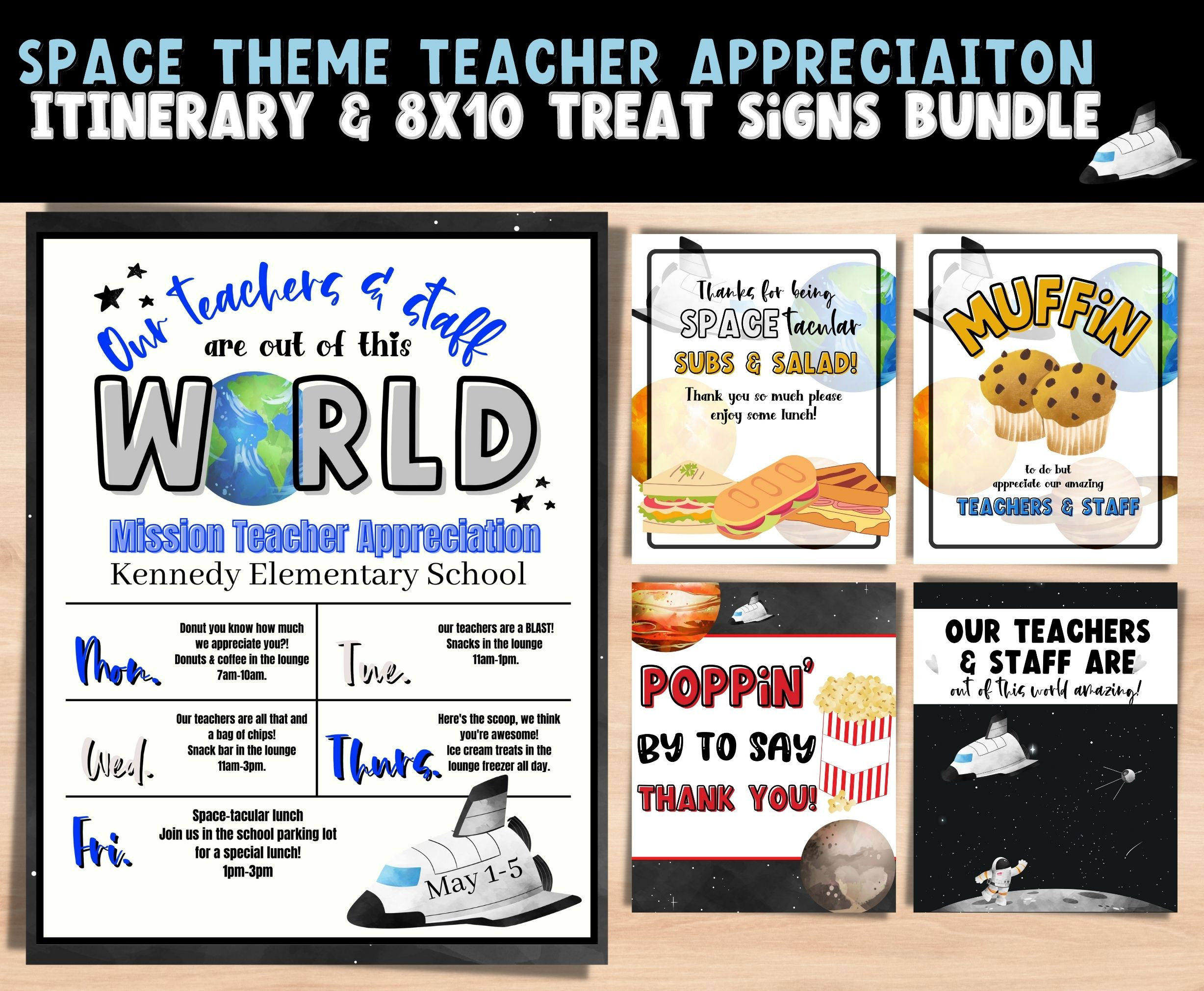 Space Theme Teachers & Staff Itinerary for Teacher - Etsy