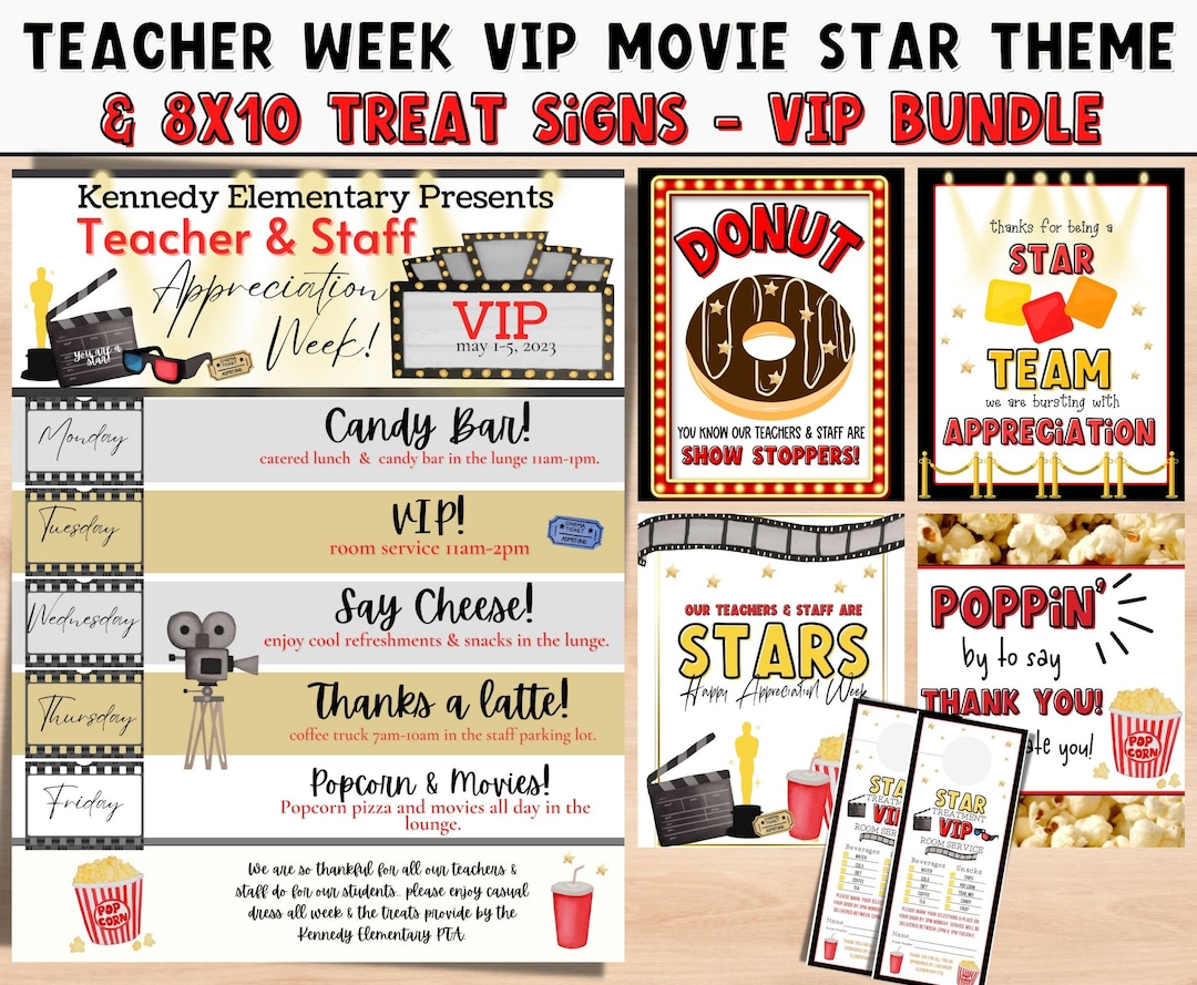 Movie Hollywood Teacher Appreciation Week Theme. Teacher & Staff ...