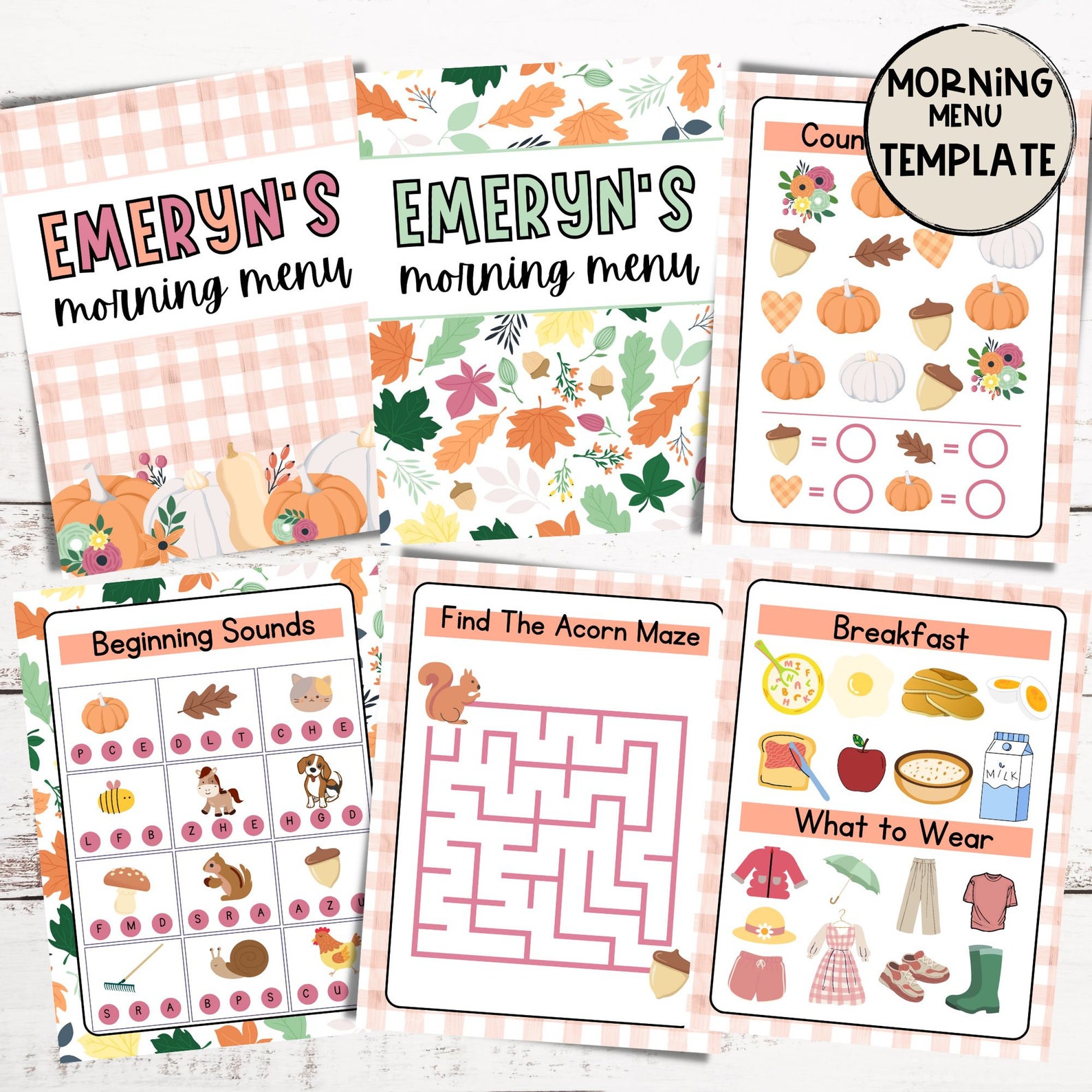 Morning Menu Pages Homeschool Morning Menu Kindergarten Morning Menu ...