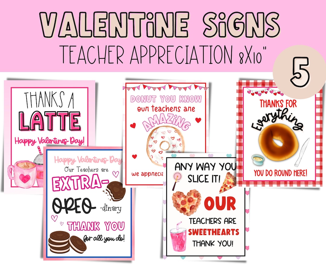 Valentines Teacher Appreciation Signs. Thanks a Latte, Donut Signs ...