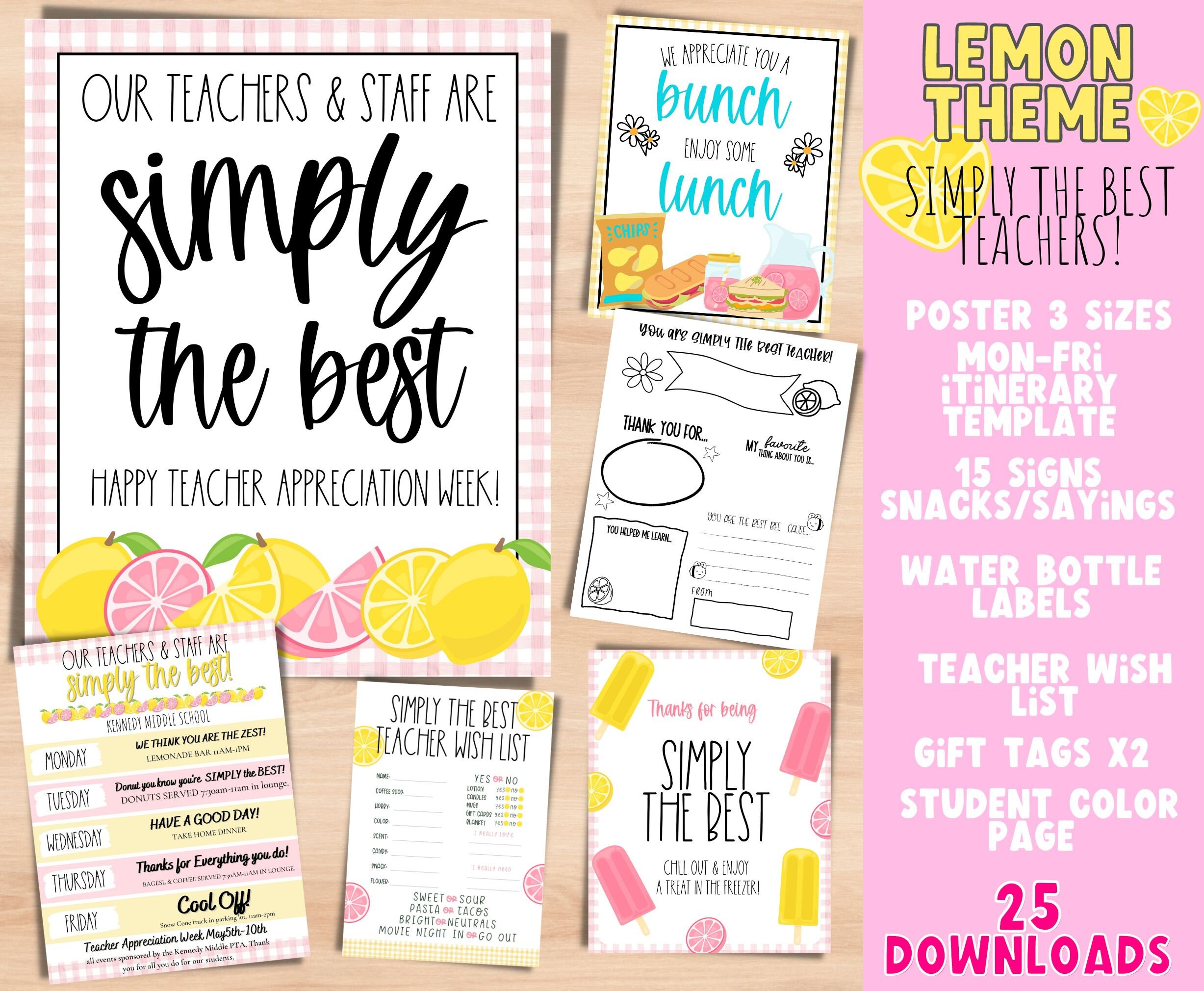 Simply the Best Teachers & Staff. Lemonade Theme Teacher - Etsy