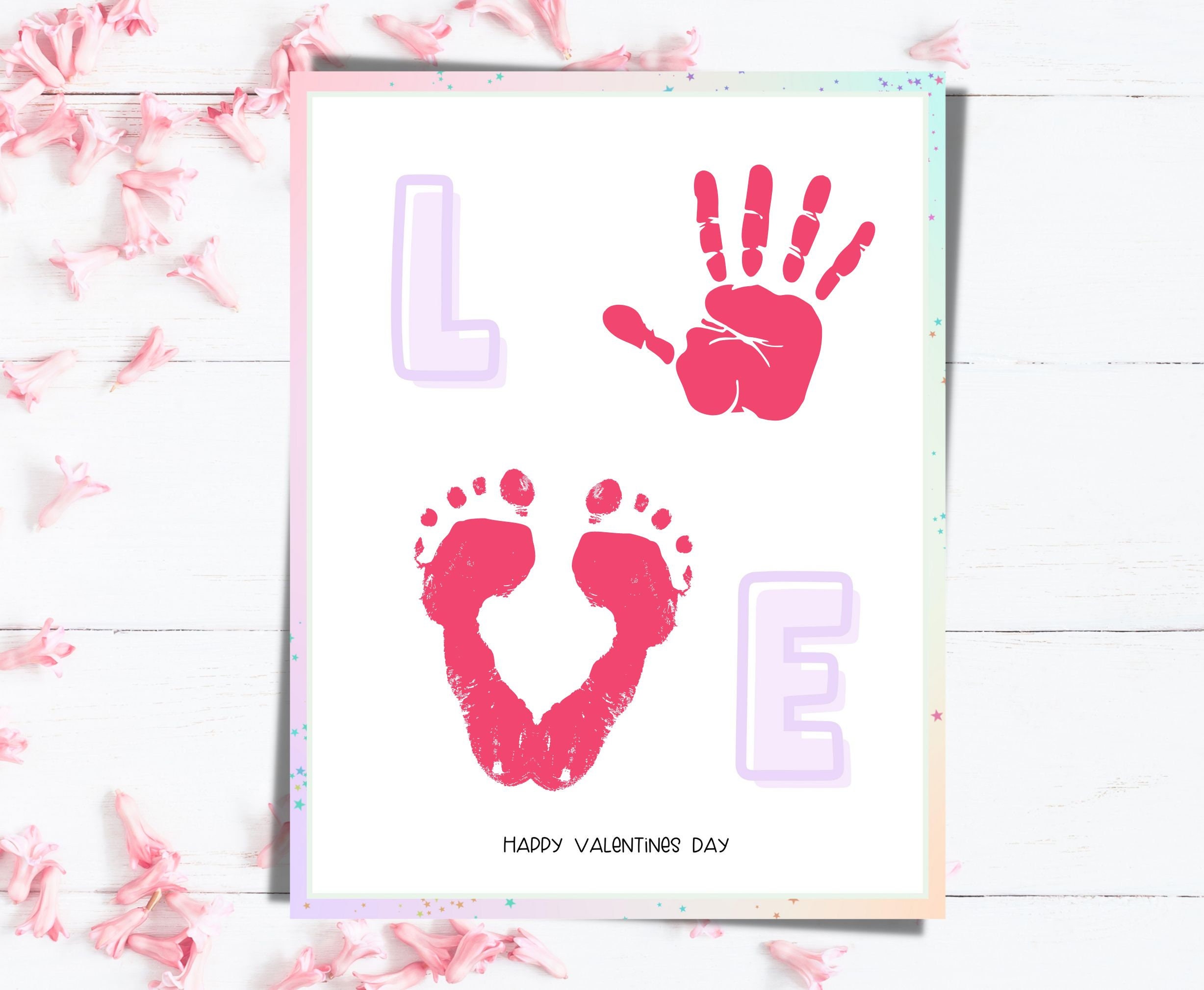 Valentine Handprint Keepsake Template. Footprint Art. V-DAY - Etsy