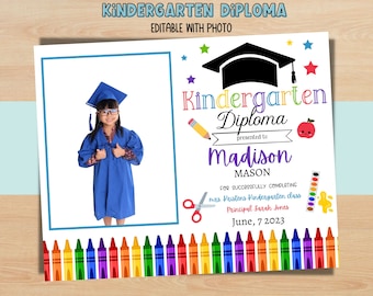 EDITABLE Kindergarten Diploma Template Custom Kindergarten Graduation ...
