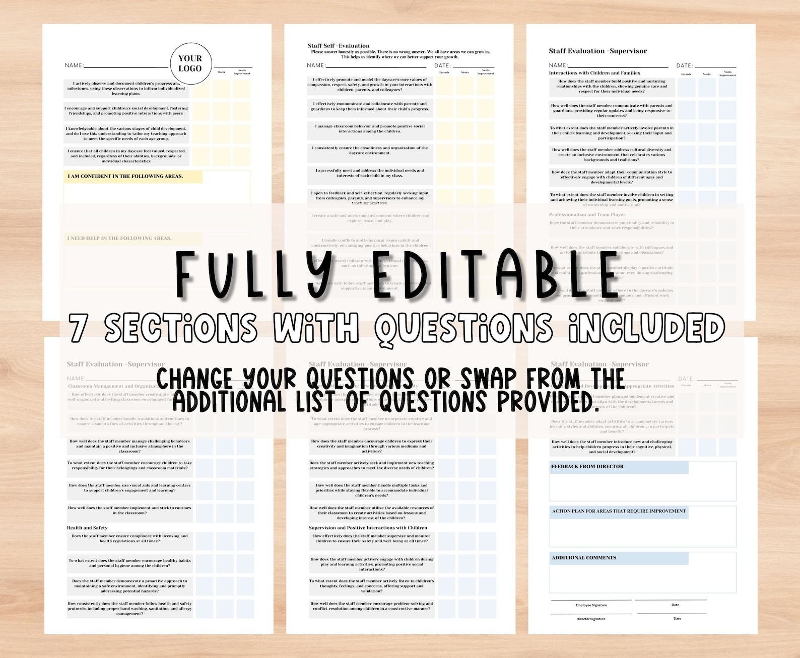 Staff Evaluation Printable Daycare Employee Feedback Staff Evaluation ...