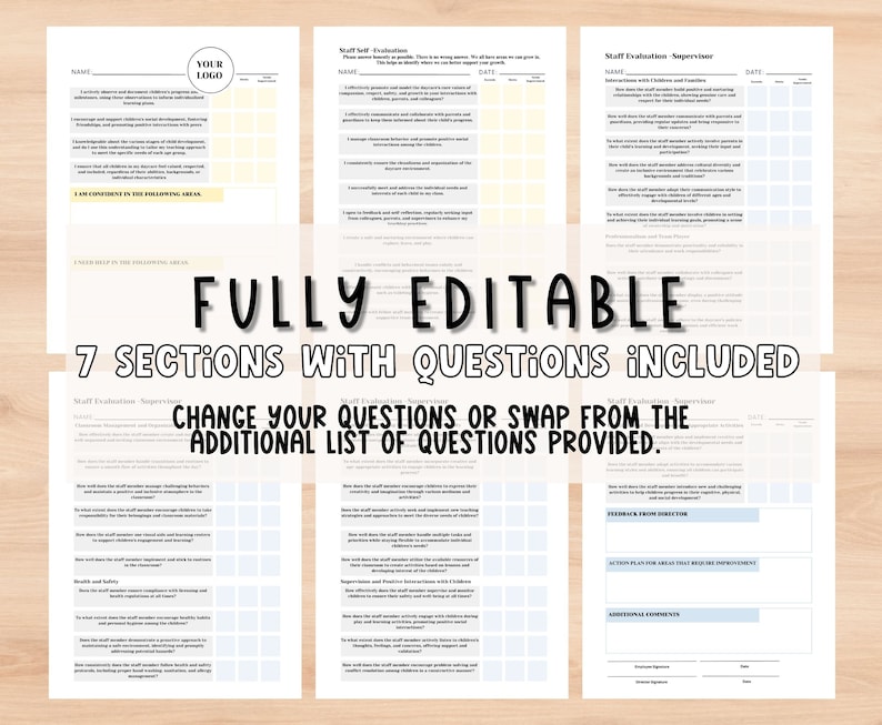 Staff Evaluation Printable Daycare Employee Feedback Staff Evaluation ...