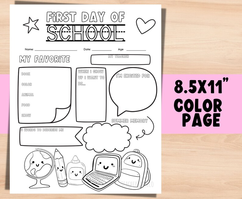 First Day of School Activity, Color Page. Welcome Back to School ...