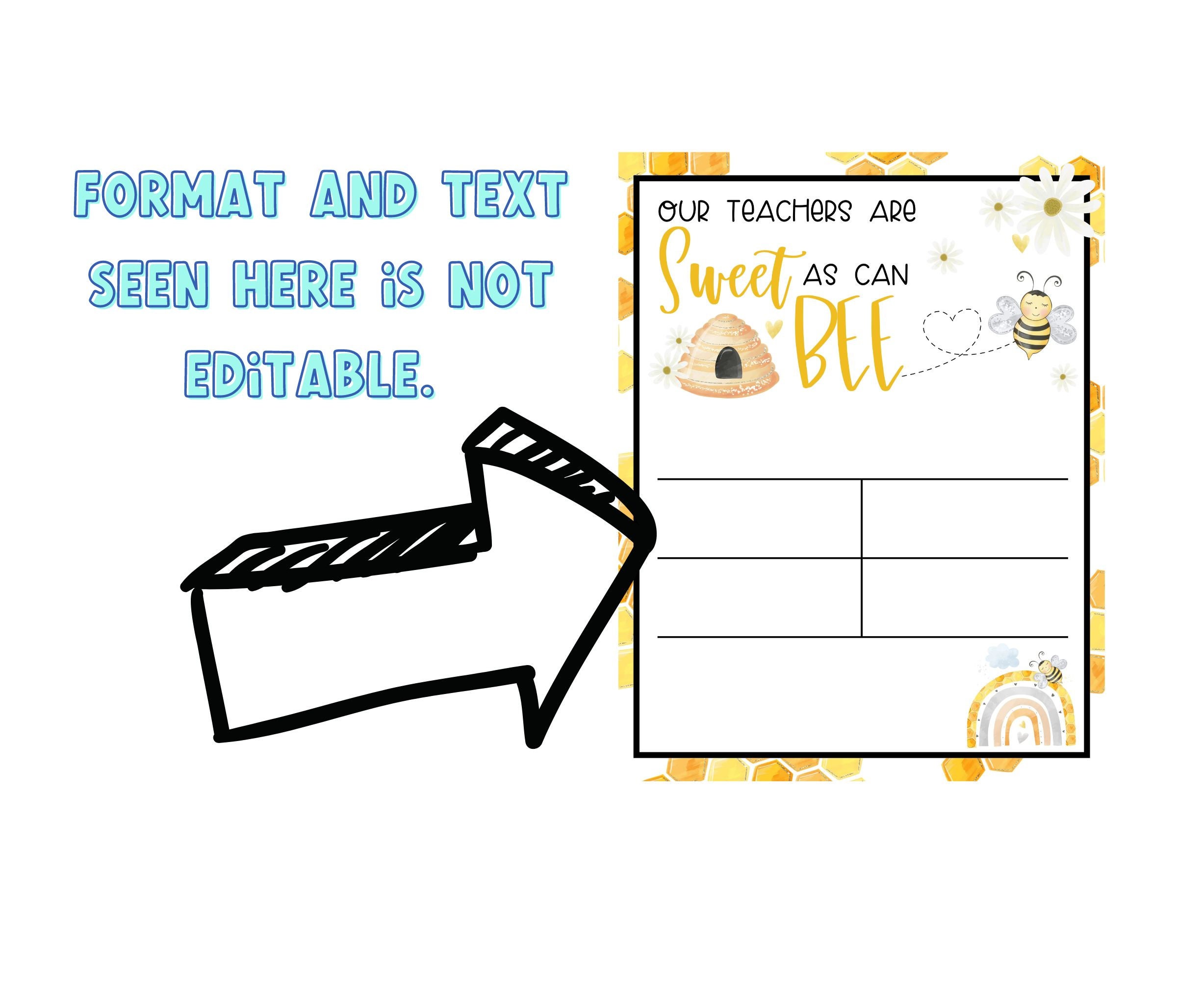 Bee Teacher Appreciation Itinerary & Treat Signs. Sweet as Can Bee ...