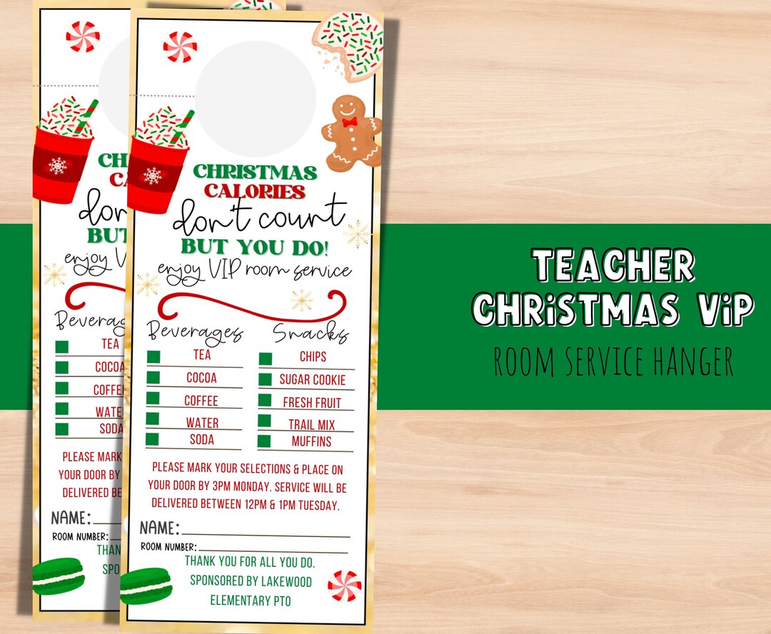 Christmas Holiday VIP Room Service Teacher & Staff Appreciation ...