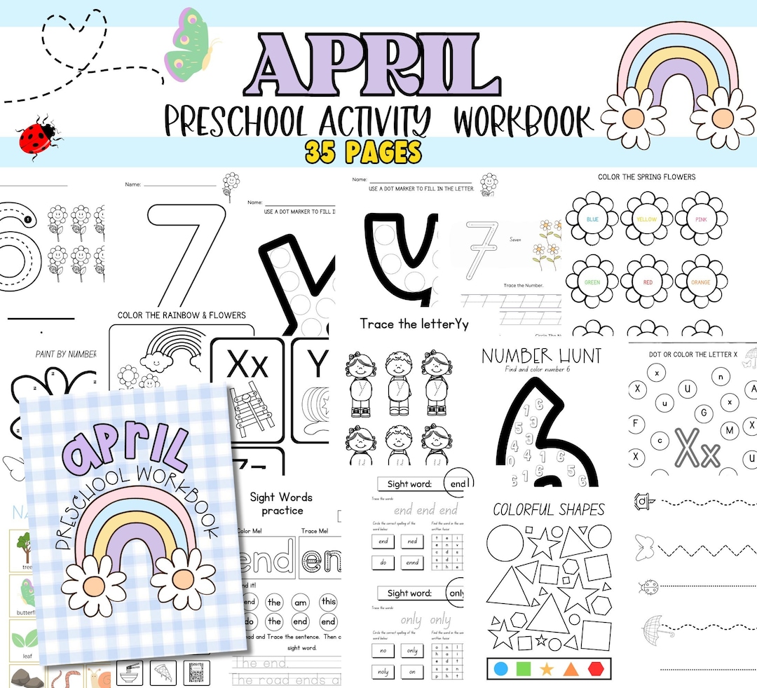 APRIL Preschool Workbook. Spring Preschool Activity. Spring COLORING ...