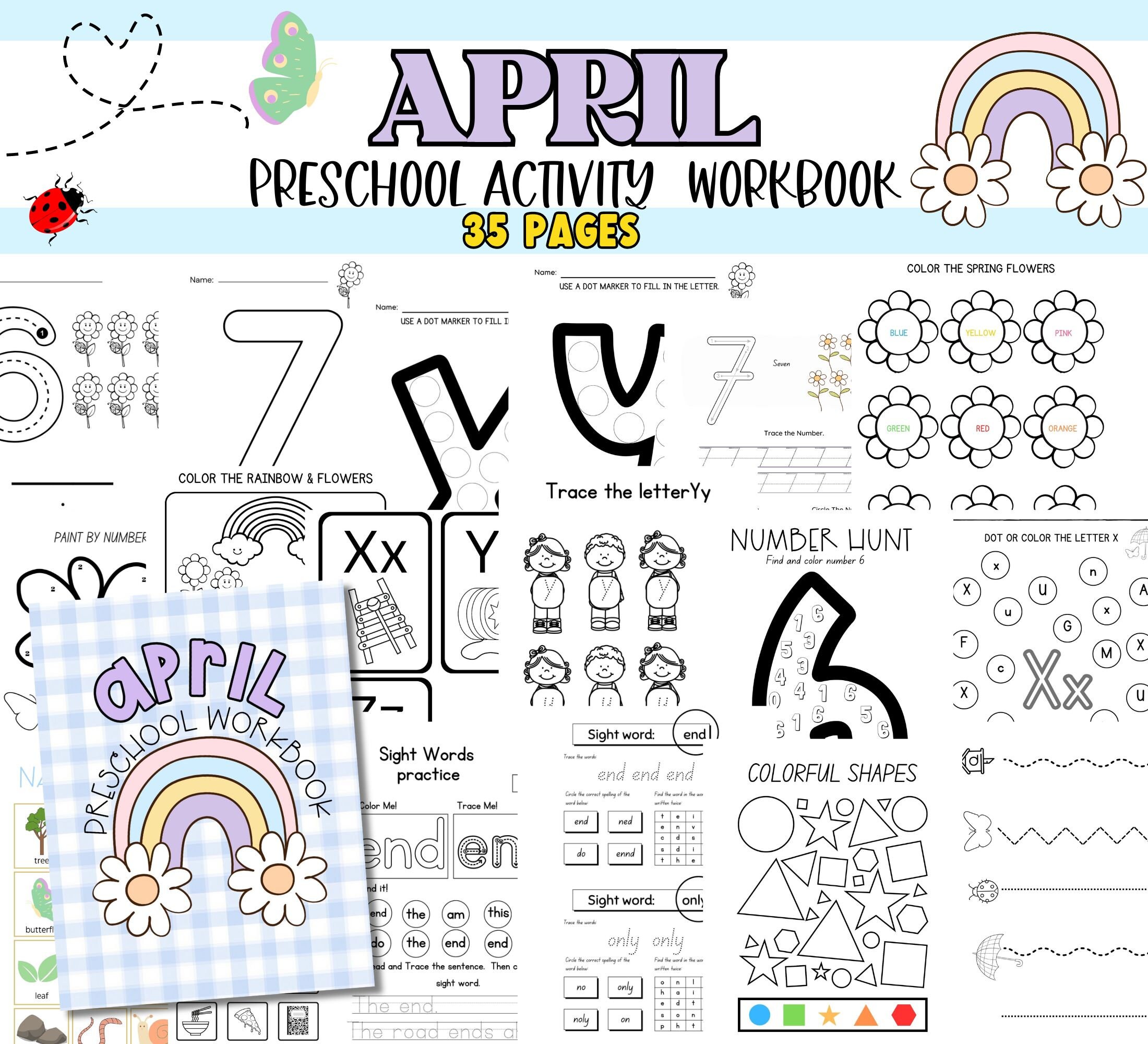 APRIL Preschool Workbook. Spring Preschool Activity. Spring COLORING ...