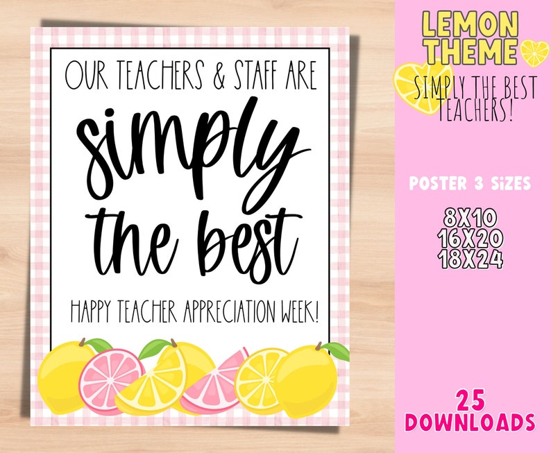 Simply the Best Teachers & Staff. Lemonade Theme Teacher - Etsy
