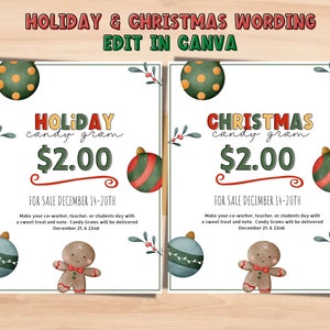 Christmas Candy Gram Fundraising Flyer for Pta.holiday School ...