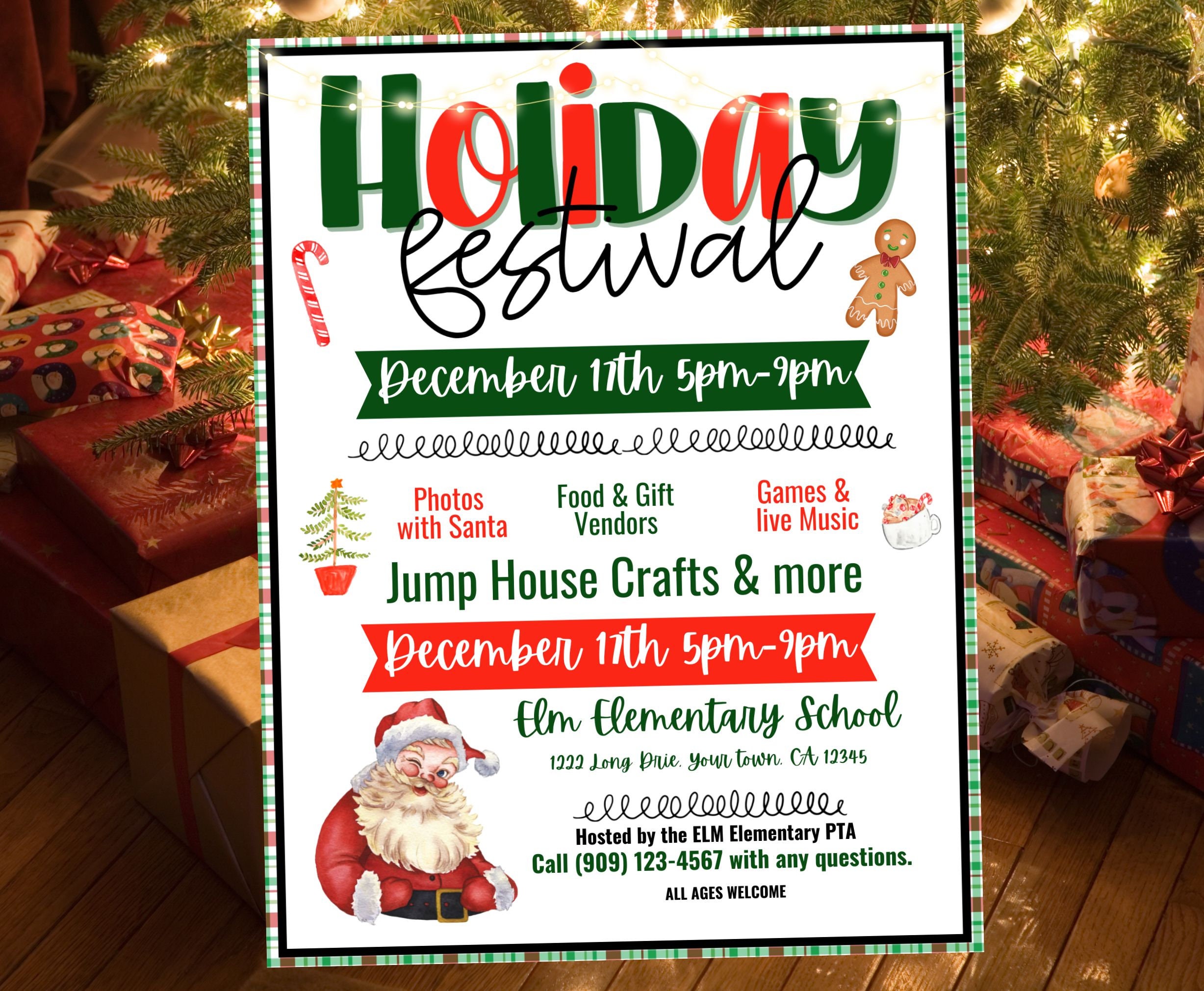 Holiday Festival Flyer Editable Template. Fundraiser Flyer for Church ...