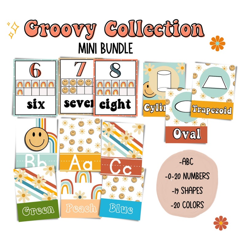 Groovy Classroom Mini Bundle. Happy Face Learning Posters. - Etsy