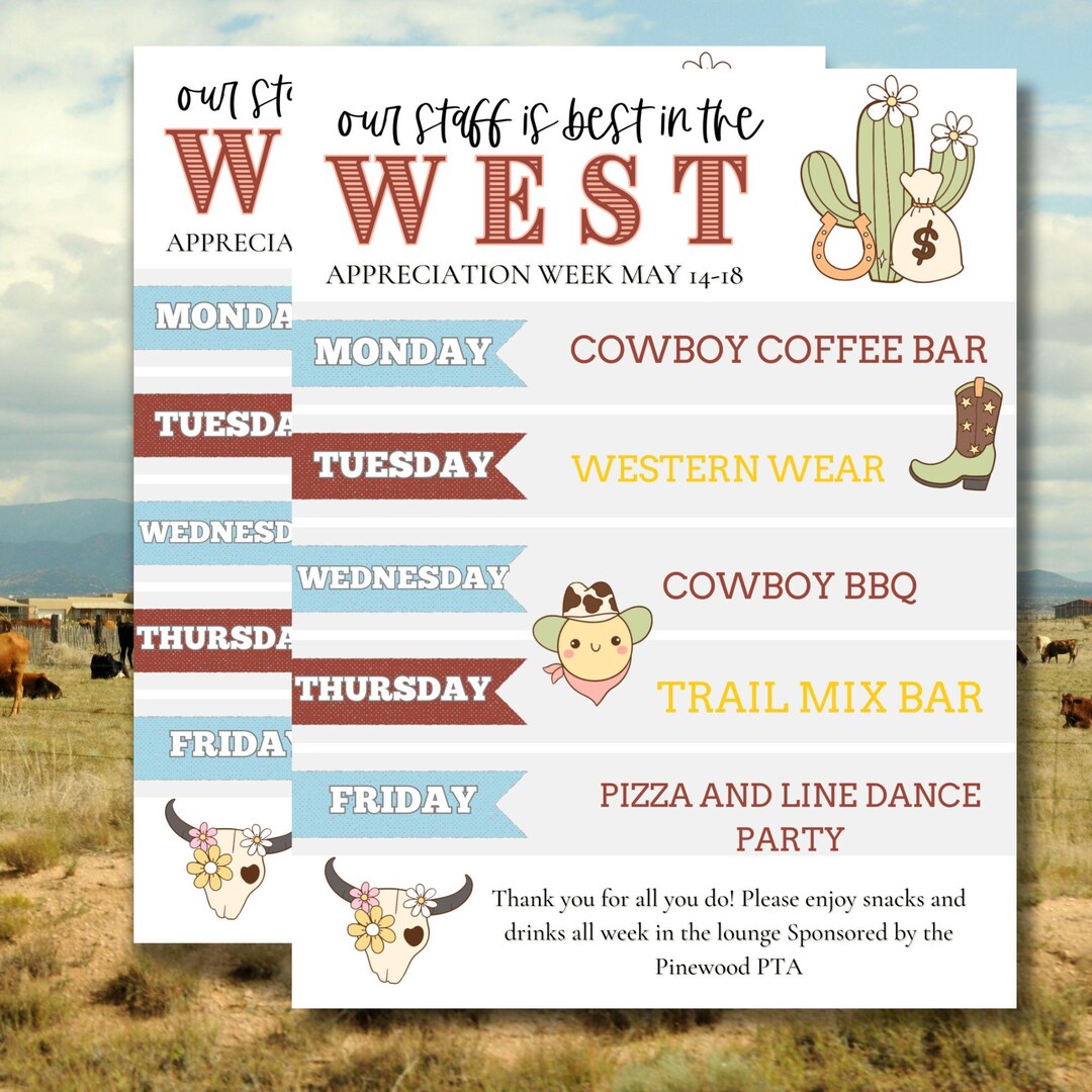 WESTERN Teacher Appreciation Itinerary | Teacher Appreciation Week ...