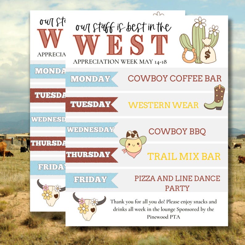 WESTERN Teacher Appreciation Itinerary | Teacher Appreciation Week ...