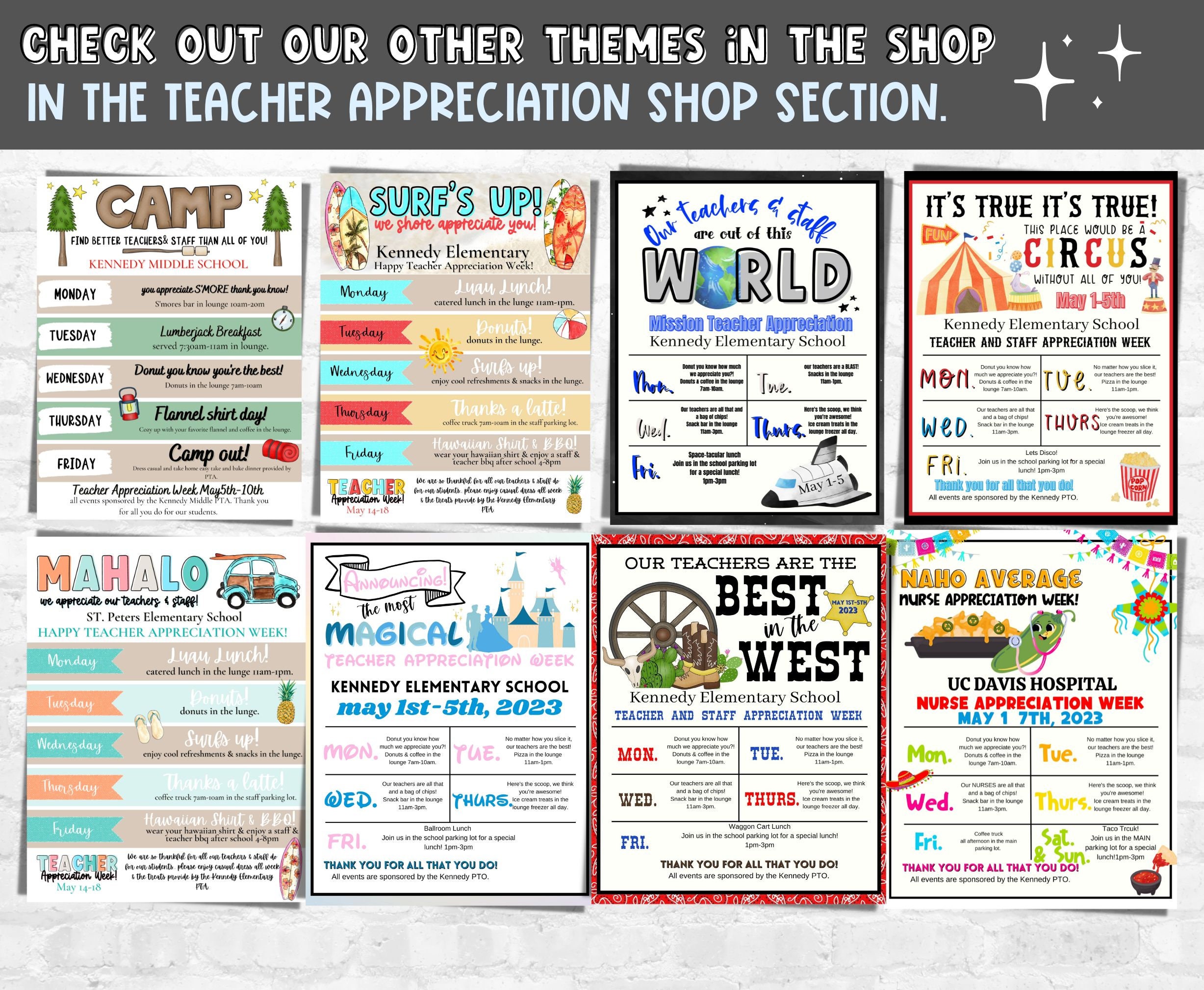 Beach Teacher Appreciation Theme Itinerary. Surfs up Theme. Sun ...