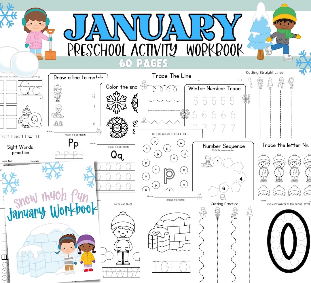 Winter January Preschool Workbook. - Etsy