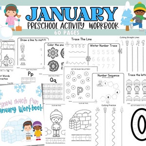 Winter January Preschool Workbook. - Etsy