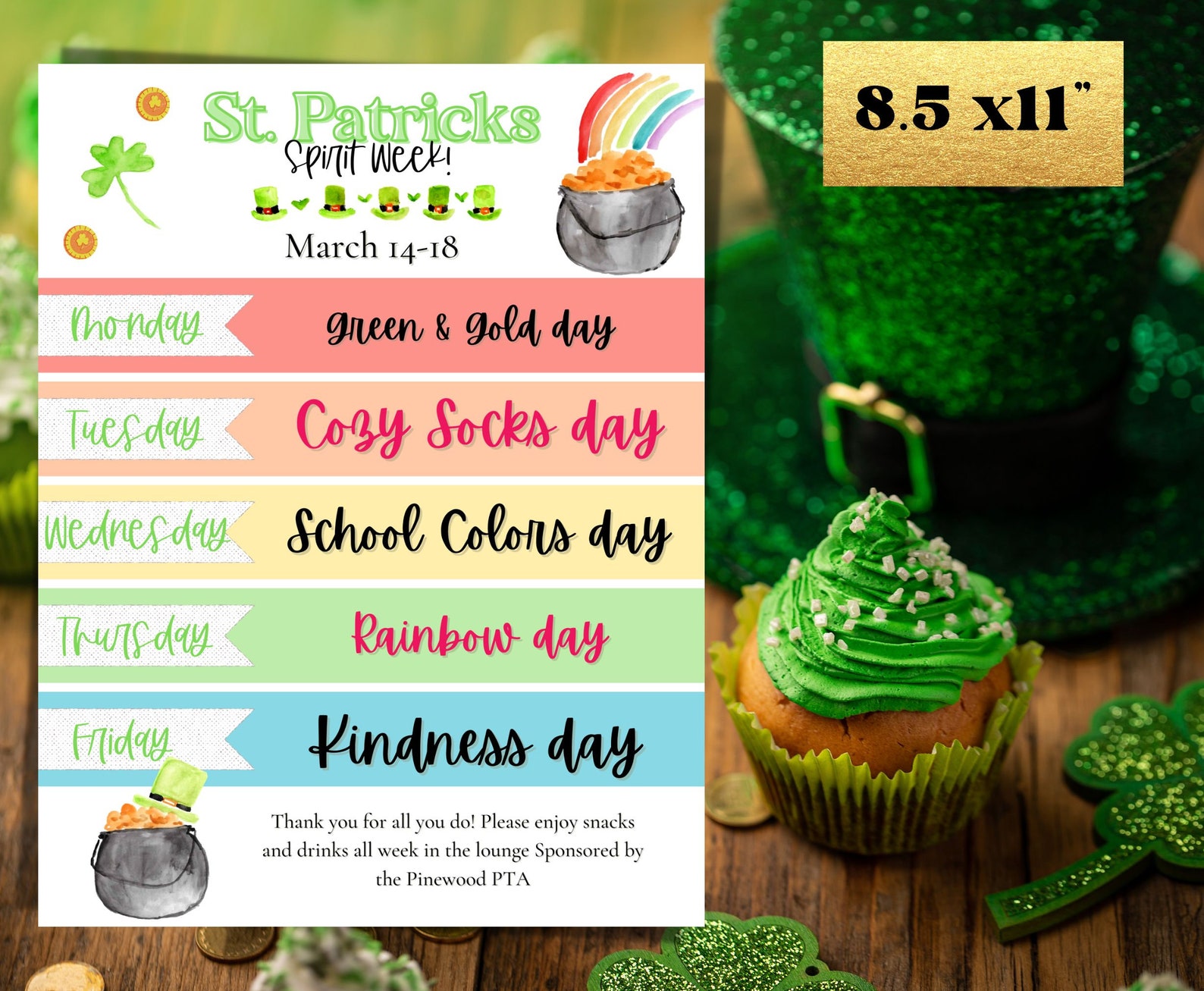 St. Patricks Spirit Week School Flyer. Festive Spirit Week PTO Flyer ...